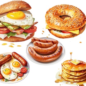 22 Png,watercolor Breakfast Clipart Bundle, Morning Download - Instant ...