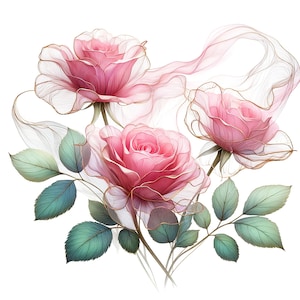 12 Jpgs, Abstract Pink Roses Clipart Bundle, Dried Flowers, Printable ...