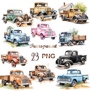 23 Watercolor Pickup Truck Clipart, PNG, Format For, Commercial Use ...