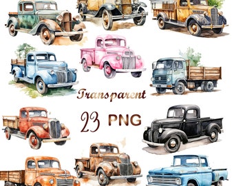 Watercolor Pickup Truck Clipart PNG Format for Commercial Use, Instant ...