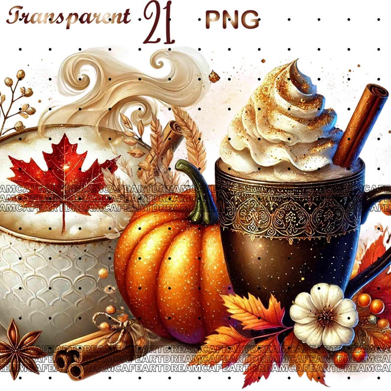 21 Png,autumn Coffee Clipart, Coffee Clipart Png, Fall-themed Art, Cozy ...