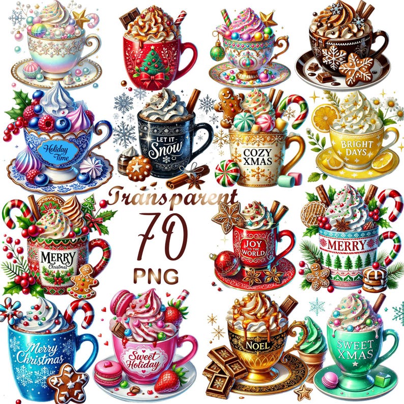 70 PNG Winter Hot Cocoa Clipart, Set 4, Cozy Hot Chocolate Graphics ...