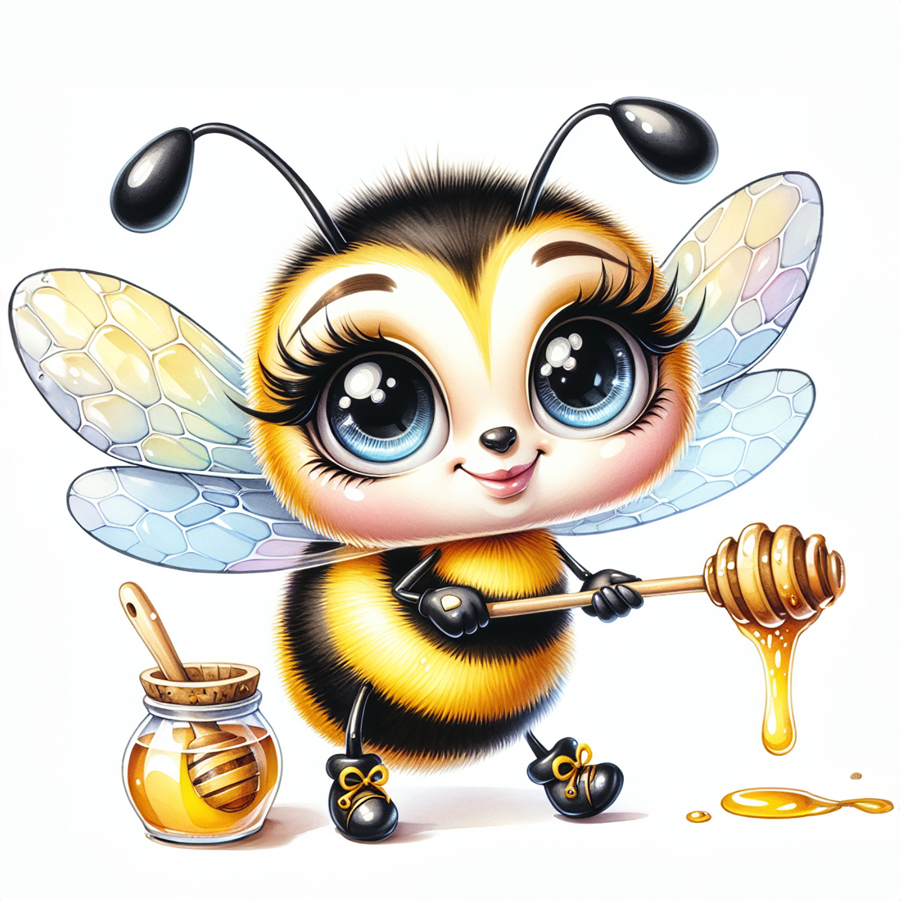 40 PNG Sweet Bees Clipart Bundle, Cute Bees Clipart Bundle, Cute Bees ...