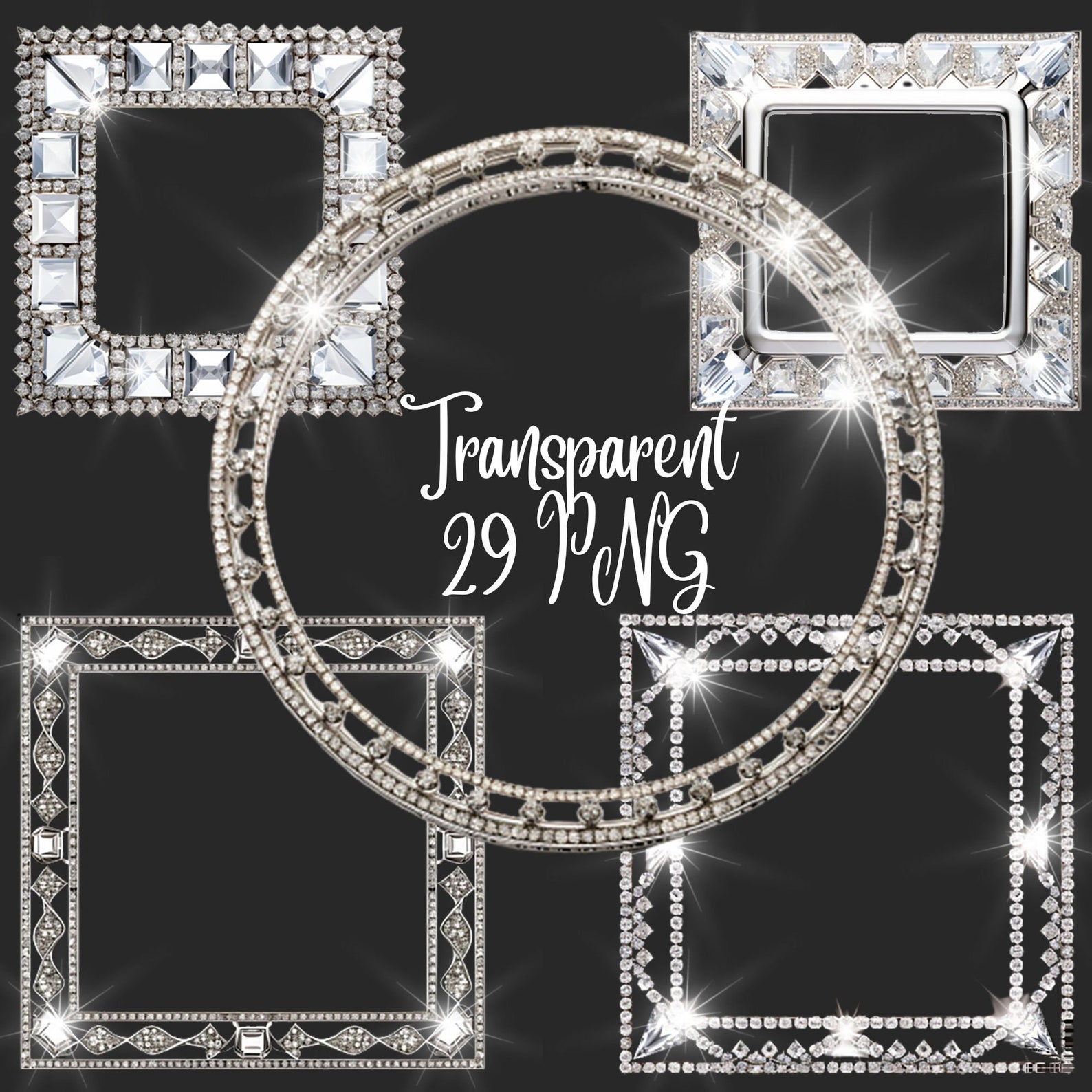 29 Diamond Frames Clipart PNG, Diamond Frame Clipart Bundle ...