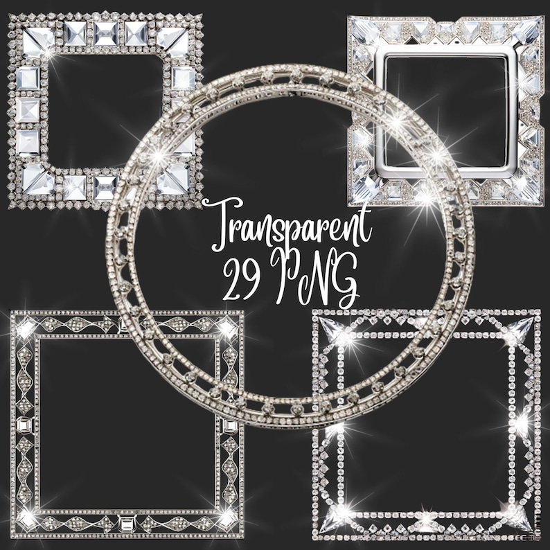 29 Diamond Frames Clipart PNG, Diamond Frame Clipart Bundle ...