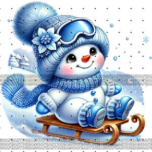 29 PNG Christmas Blue Snowman Bundle Clipart, Festive Snowmen Graphics ...