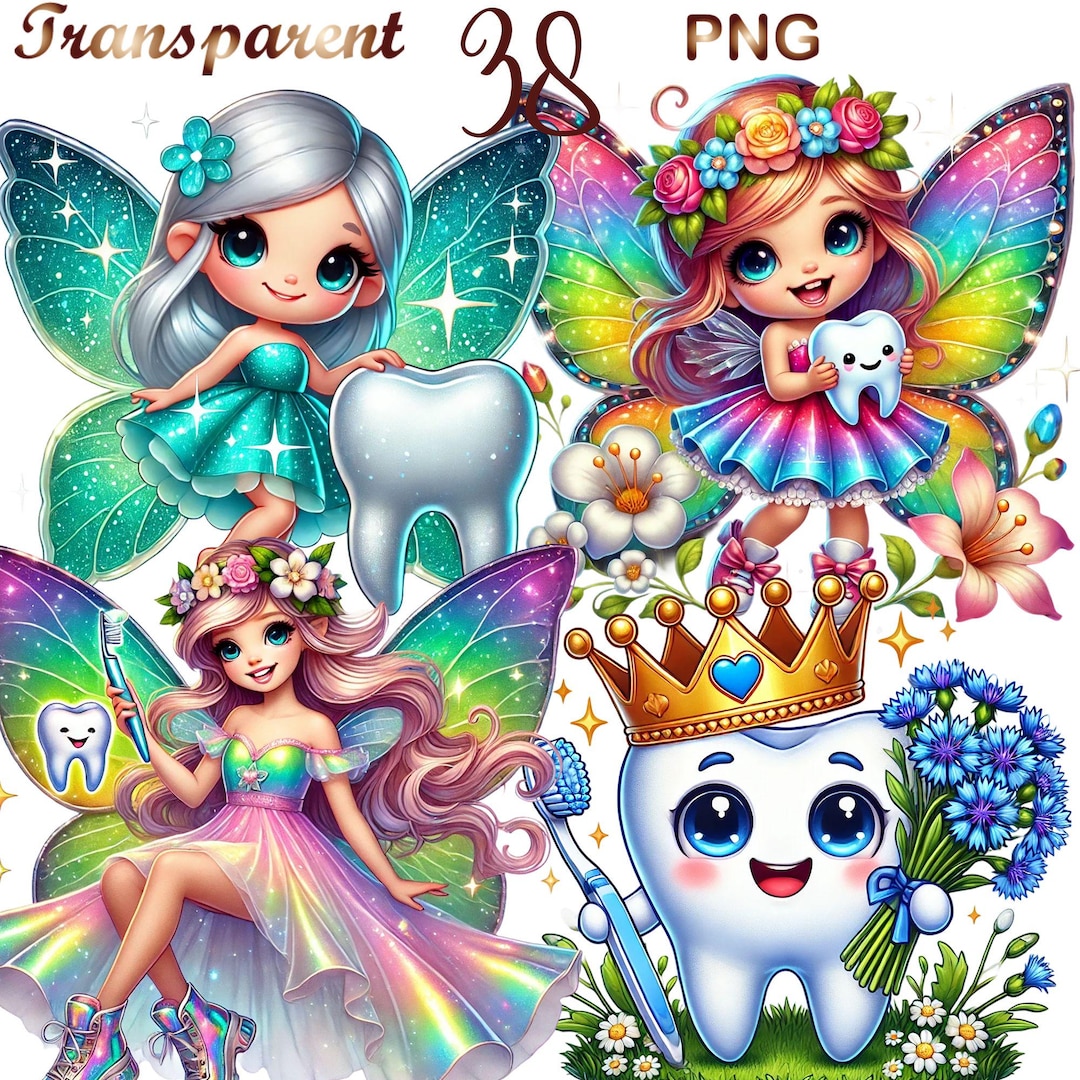 38 PNG Tooth Fairies Clipart Bundle, Dentist Fairy Graphics Design ...