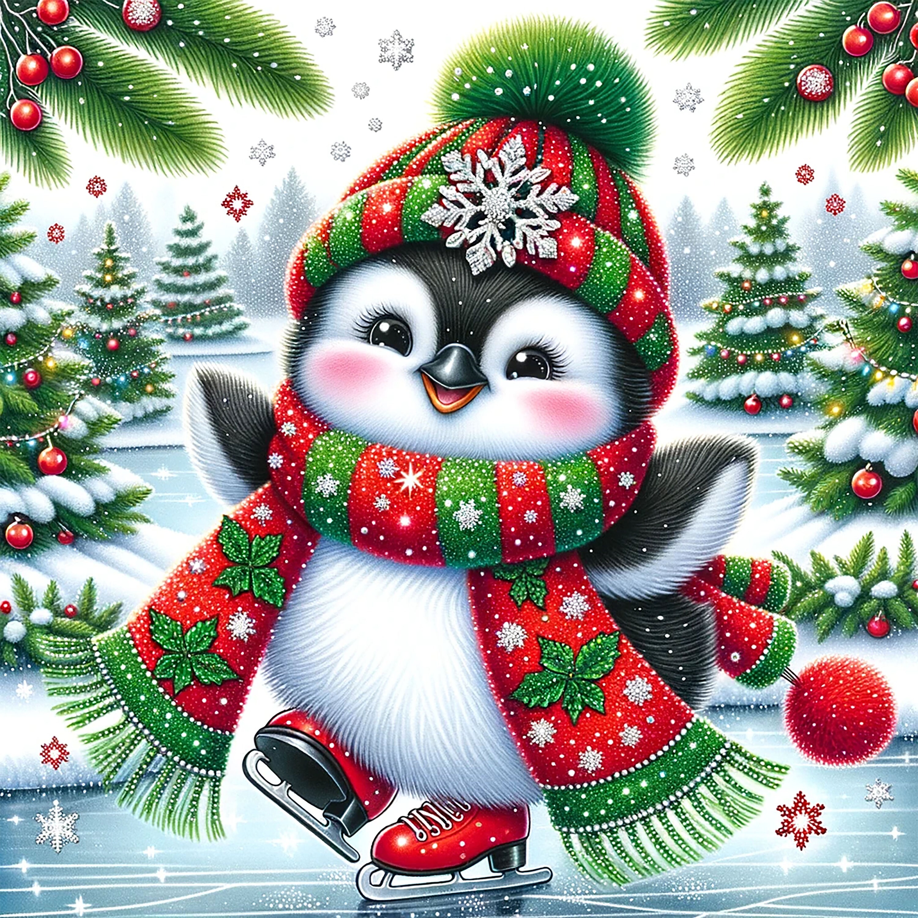 Winter Penguin Clipart: Christmas Holiday JPG Images (digital Download ...