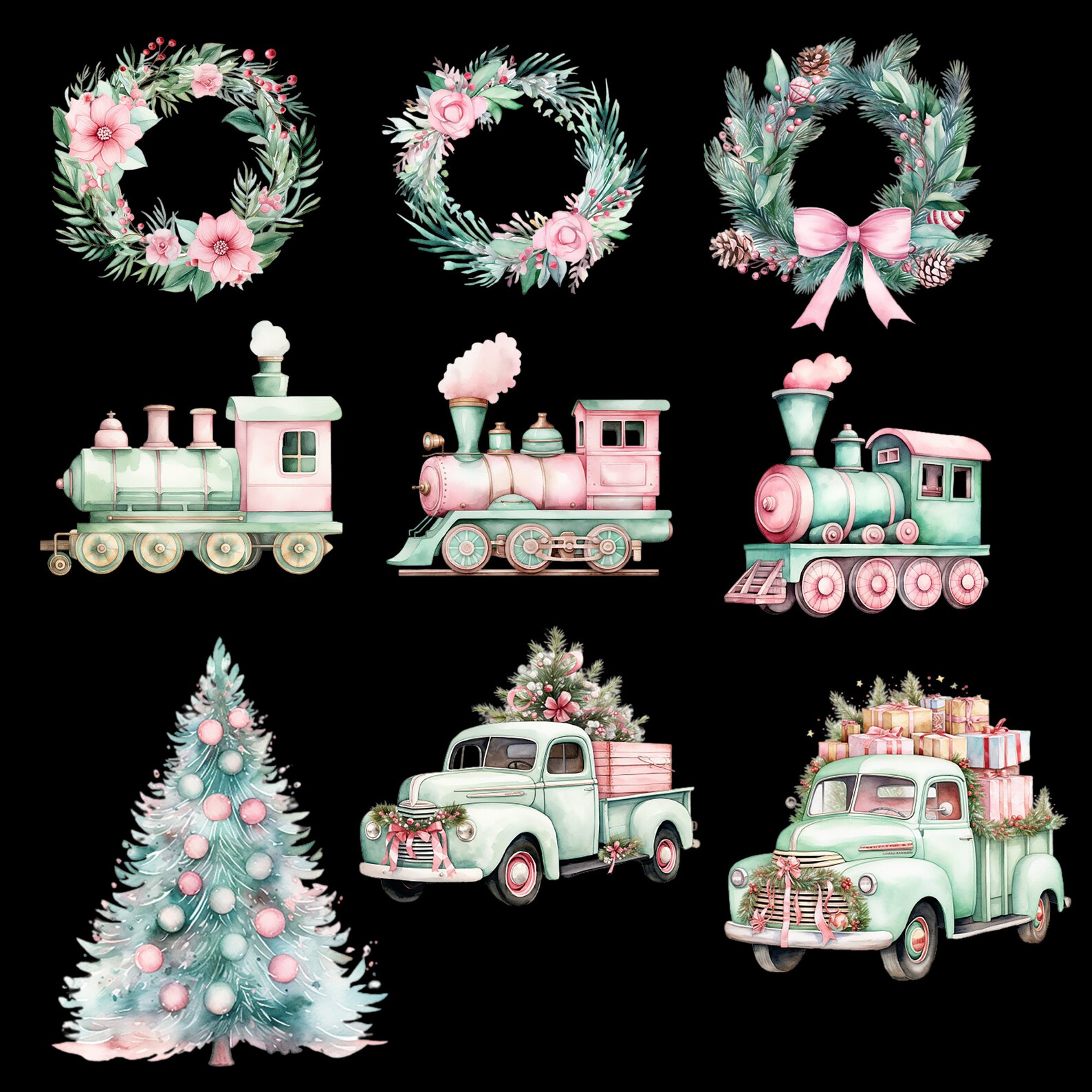 43 Pastel Christmas Clipart Png, Christmas Graphics, Merry Christmas ...