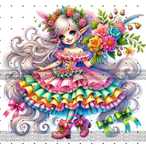 23 PNG Set 2 Spring Elves Clipart Bundle, Whimsical Elf Illustrations ...