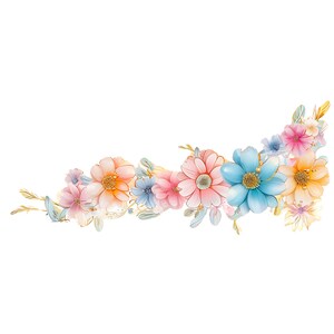 10 Flower Border Clipart, High Quality Jpgs, Sky Blue, Yellow, Peach ...