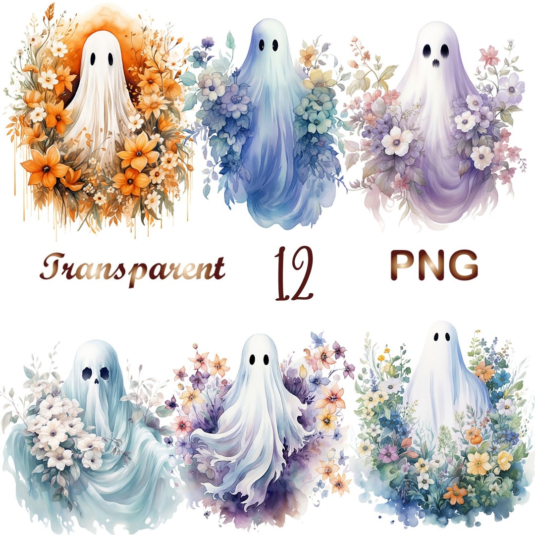 12 Halloween Clipart PNG, Ghost Clipart PNG, Ghost PNG, Commercial Use ...