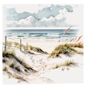 10beach Scenes, Watercolor Beach Clipart, Digital Beach Art, Watercolor ...