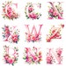 47 PNG, Watercolor Bright Pink Floral Alphabet Collection Clipart, Pink ...