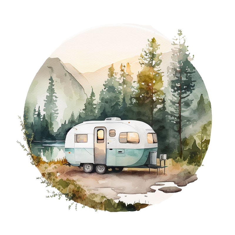 Retro Camper Clipart - Etsy