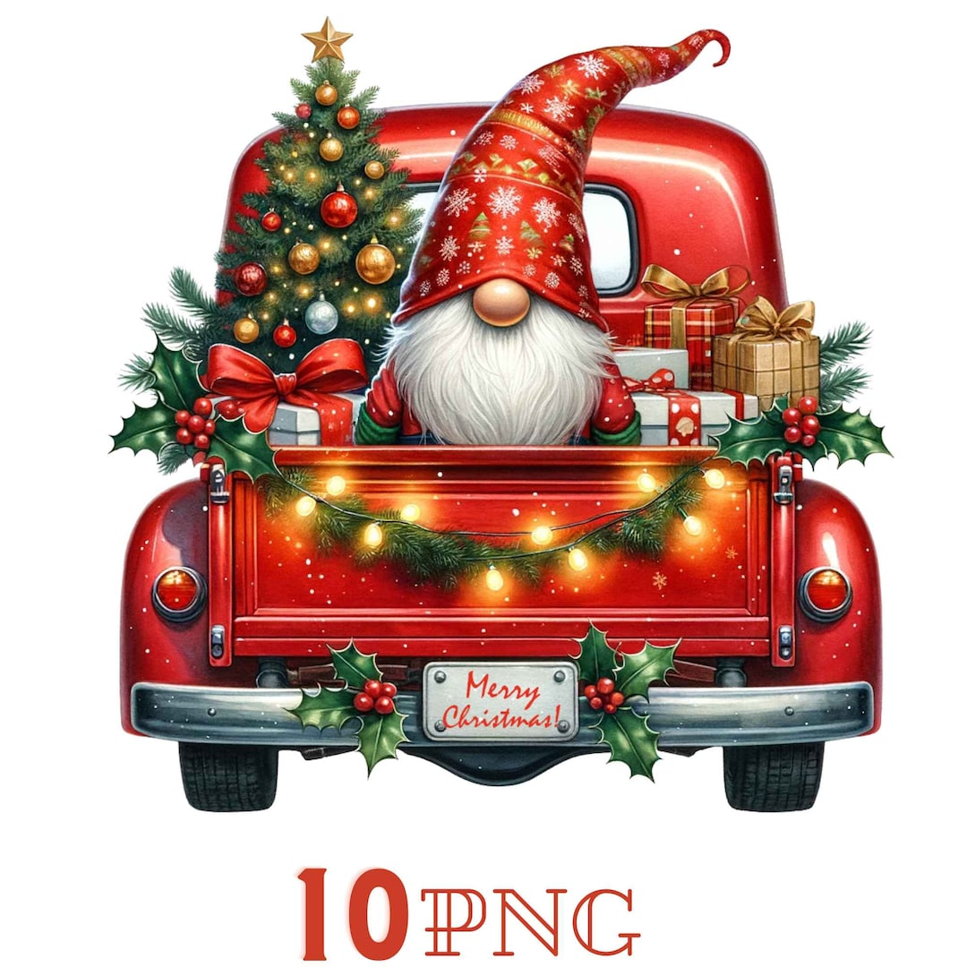 10 Christmas Gnome and Truck Clipart Bundle, Christmas Clipart, Winter ...