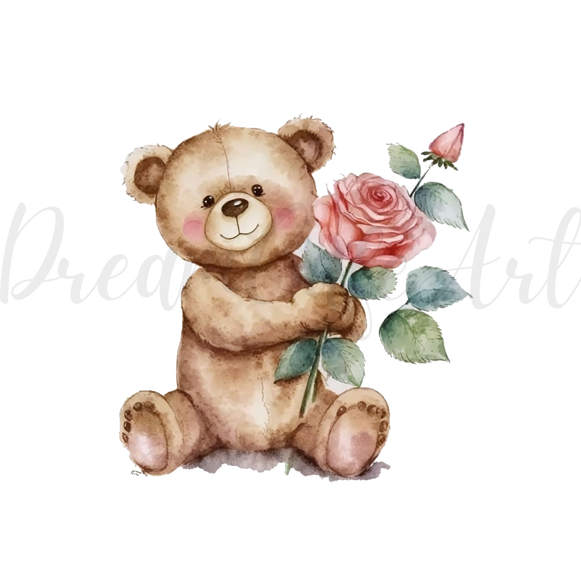 Teddy Bears With Roses Drawings
