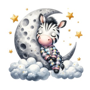 40 PNG, Watercolor Baby Zebra Clipart Bundle, Cute Zebra Clipart ...