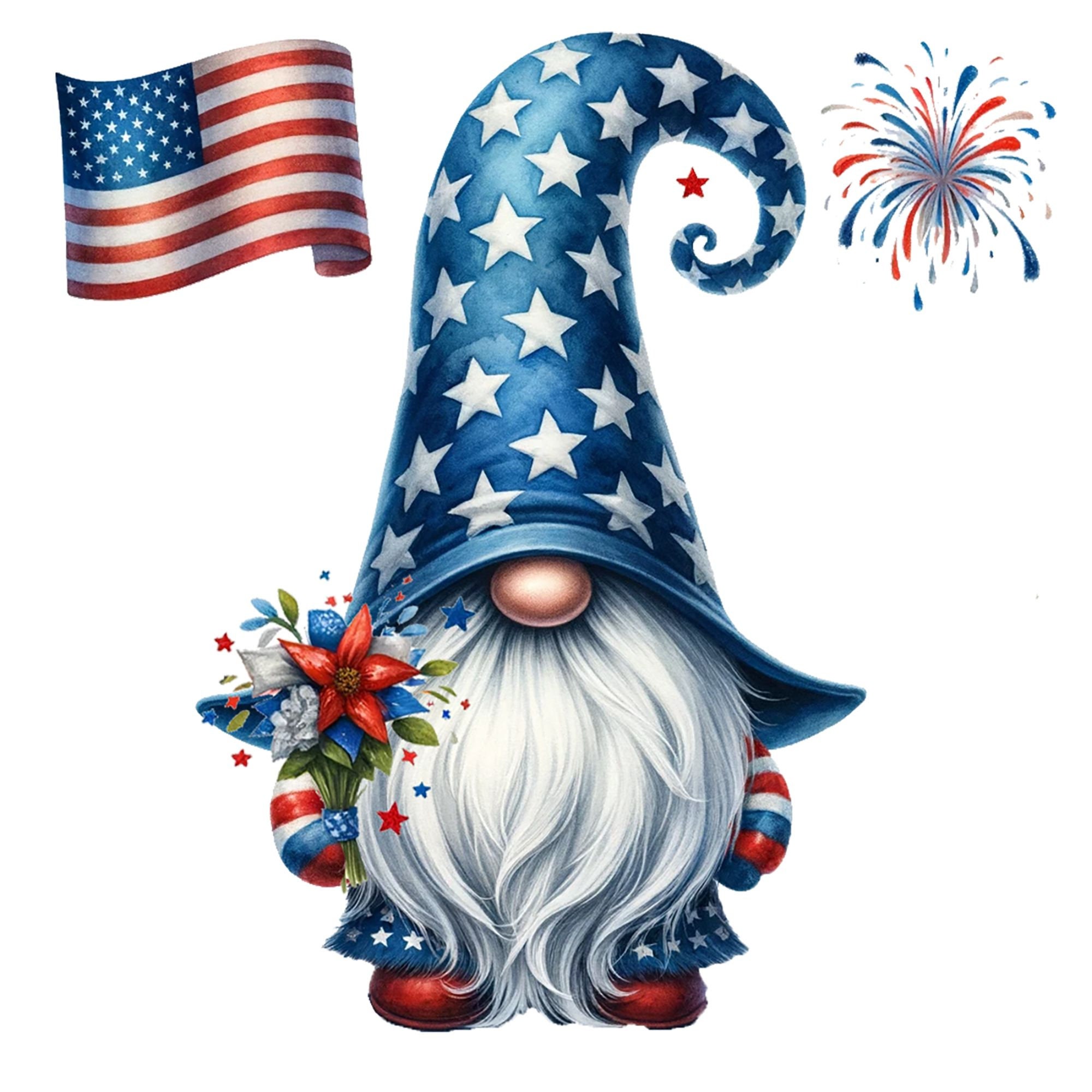 26 PNG, Patriotic Gnome Clipart Bundle. American Pride, 4th of July PNG ...