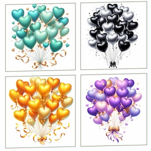 30 PNG Watercolor Valentine's Day Balloons Clipart, Valentines Day ...