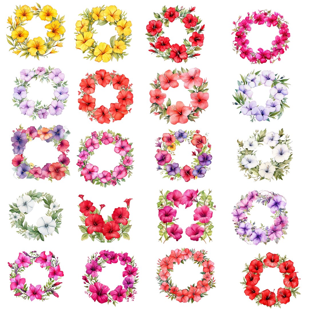 38 PNG Floral Frame Clipart Bundle, Floral Wreath Clipart, Watercolor ...