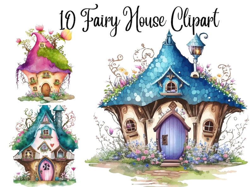 10 Fairy House Clipart Jpgs, Digital Planner, Paper Crafts ...