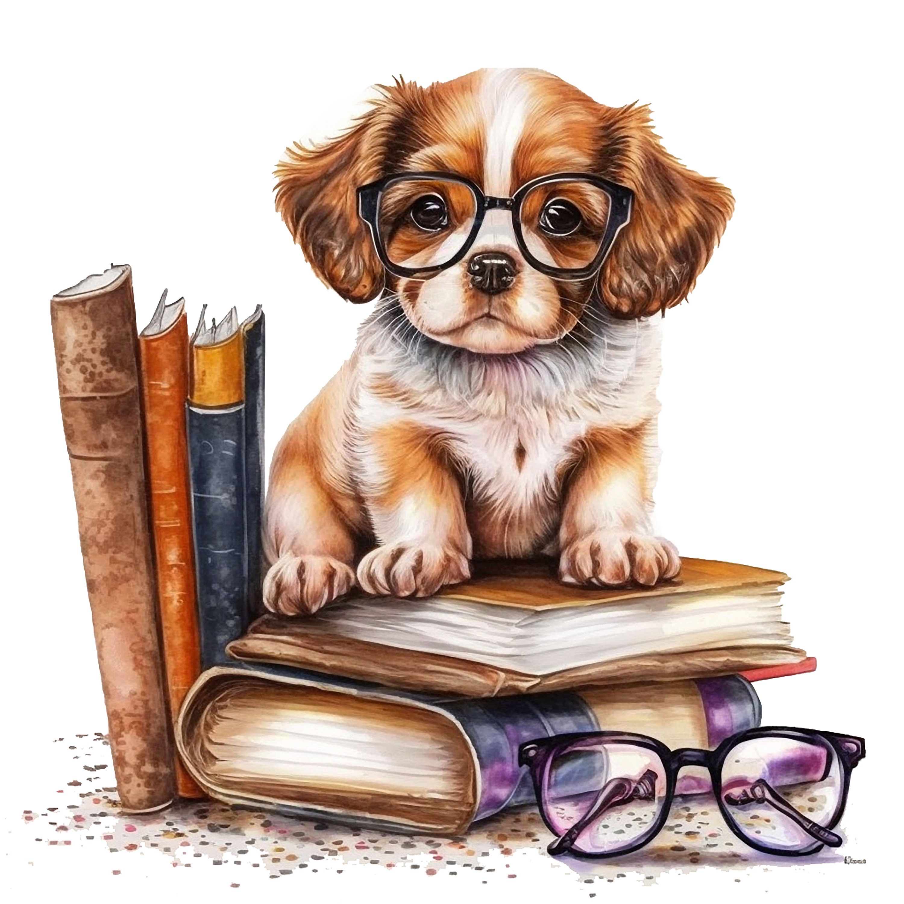 10 Dog and Books, Books Clipart, Jpgs, Commercial Use,digital Paper ...