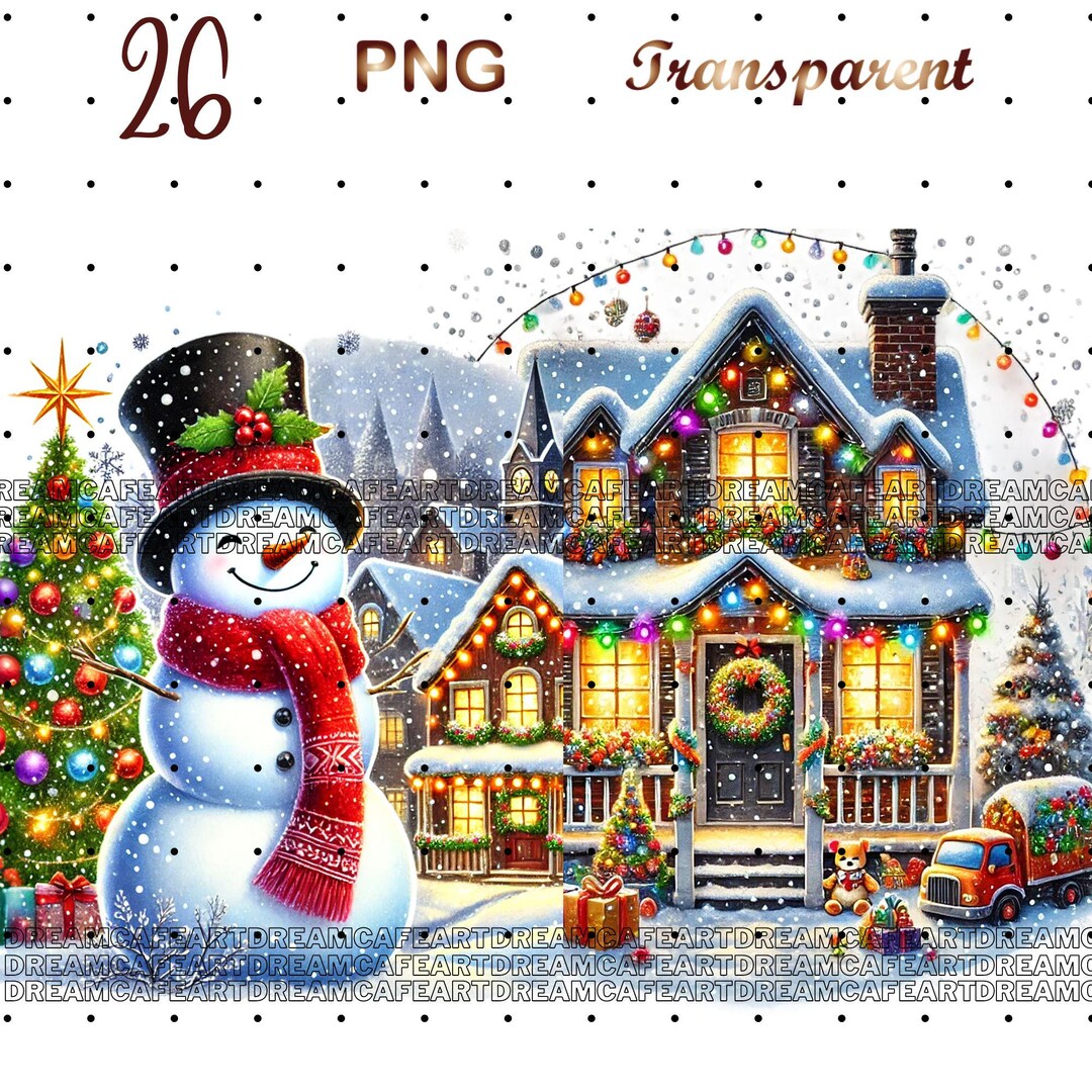 26 PNG, Christmas Villages Clipart Bundle, Marry Christmas Graphics ...
