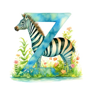 28 Cute Animal Alphabet Digital Watercolor Clipart, High-resolution ...