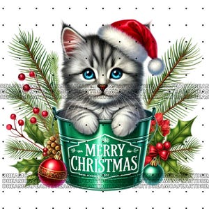 30 PNG Set 7, Christmas Kitten Clipart Bundle, Meowy Christmas Clipart ...