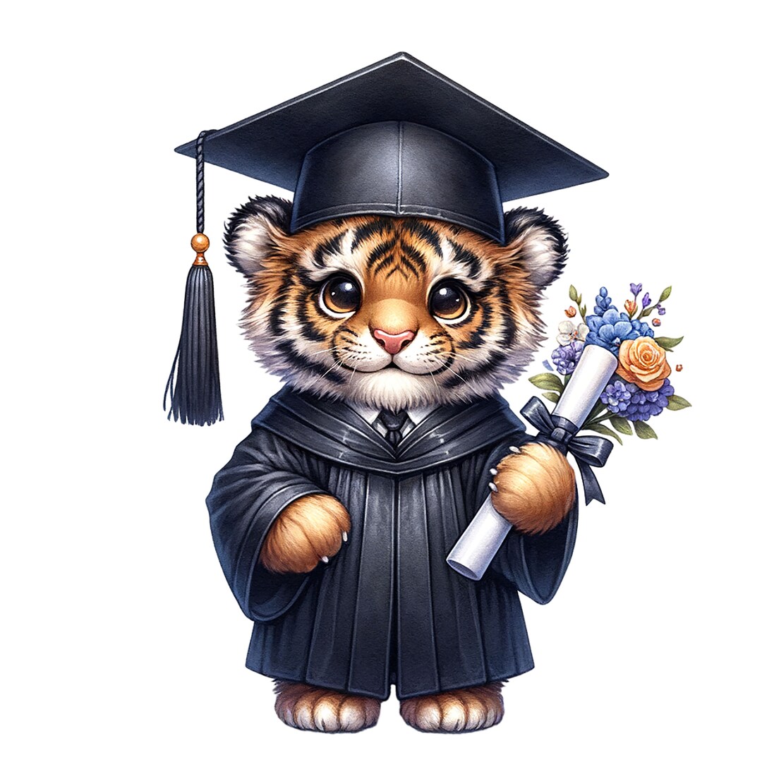 24 JPG, Watercolor Cute Graduation Animals Clipart, Safari Animals ...