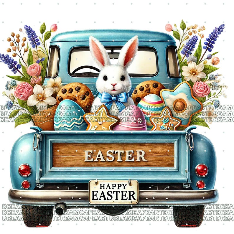 40 PNG Easter Bunny Truck Clipart, Easter Truck Clipart,easter Bunny ...
