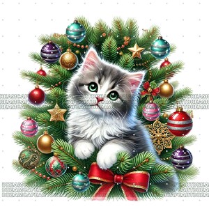 21 PNG Set 8 Christmas Kitten Clipart Bundle, Meowy Christmas Clipart ...