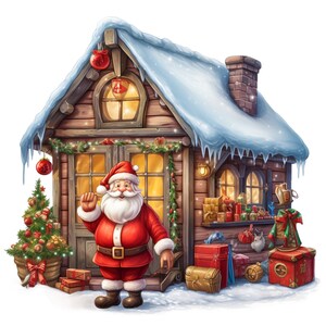 22PNG, Santa Claus Clipart PNG, Santa in a Workshop, Santa Sublimation ...