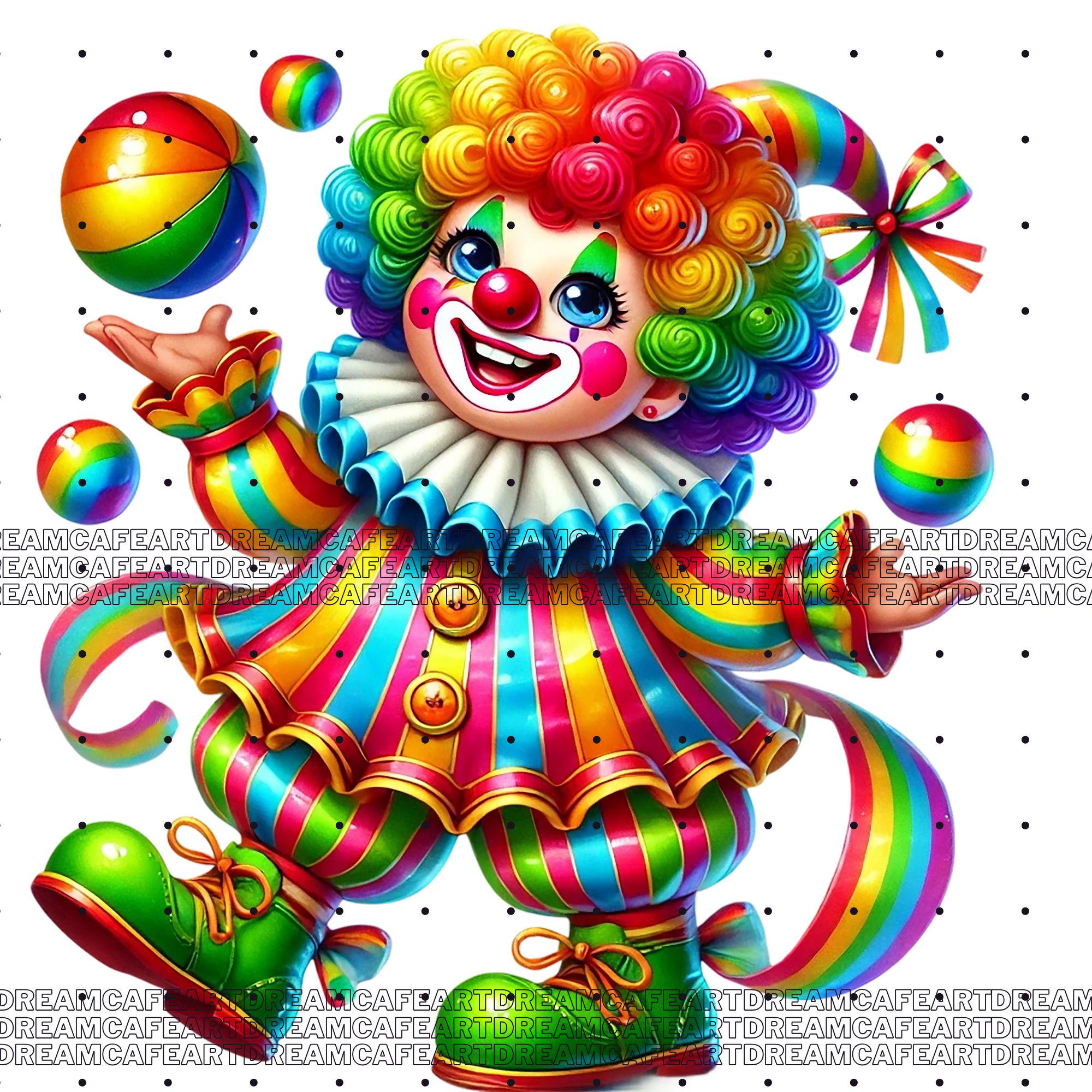 34 PNG Set 4 Cute Clowns Clipart Bundle, Colorful Circus Performer ...