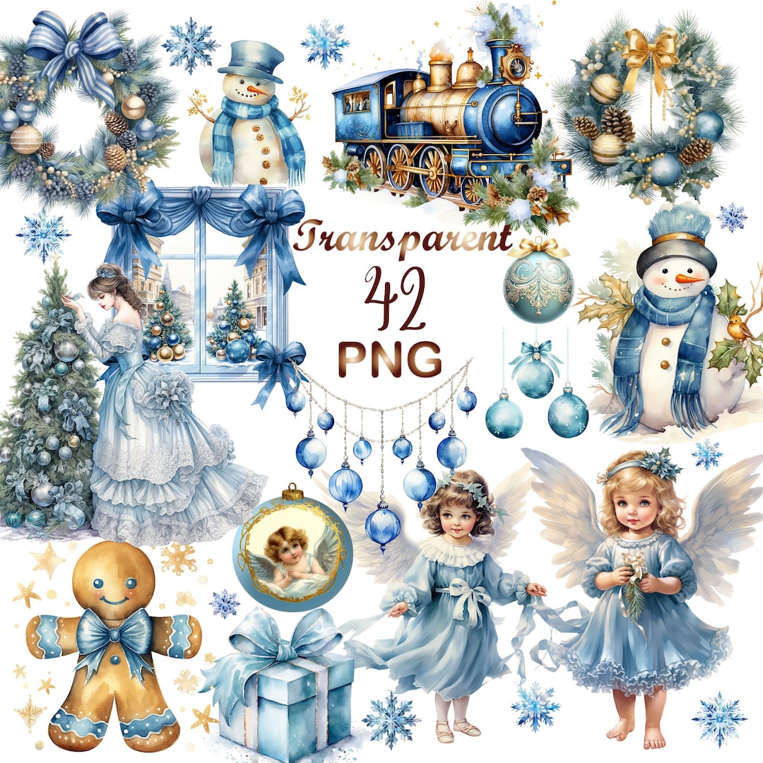 42 PNG, Christmas Clipart Bundle, Turquoise Tis the Season Christmas ...