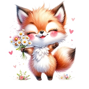 30 PNG, Cute Baby Animals With Flowers Clipart Bundle,elephant Clipart ...