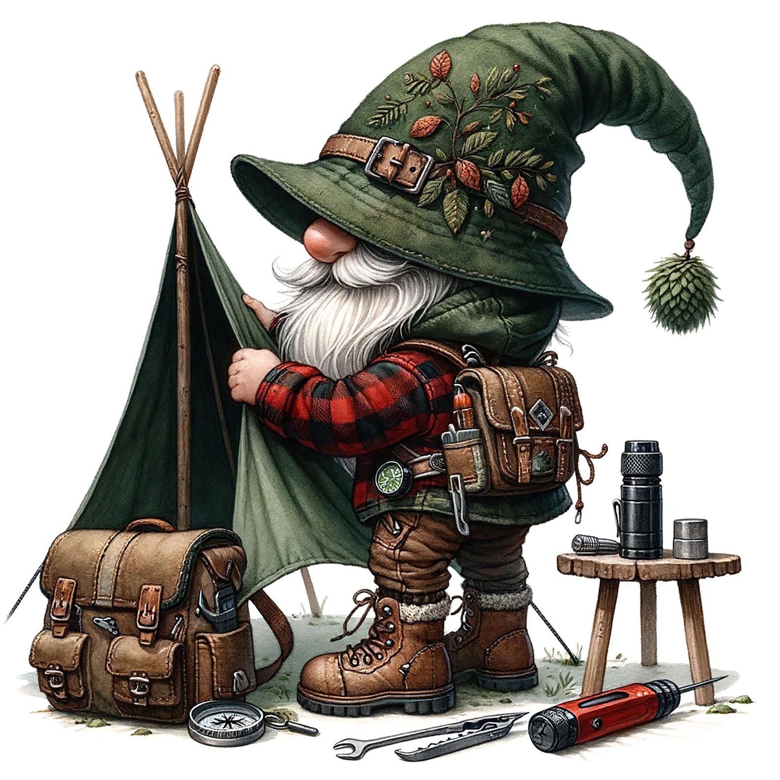 30 PNG Watercolor Camping Gnome Clipart Bundle, Fall Gnomes, Camp Fire ...