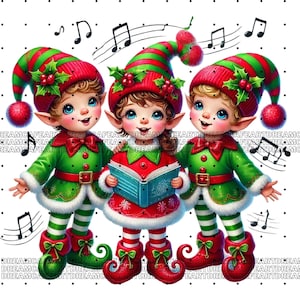 50 PNG, Christmas Elves Clipart Bundle, Cute Christmas Elves, Festive ...