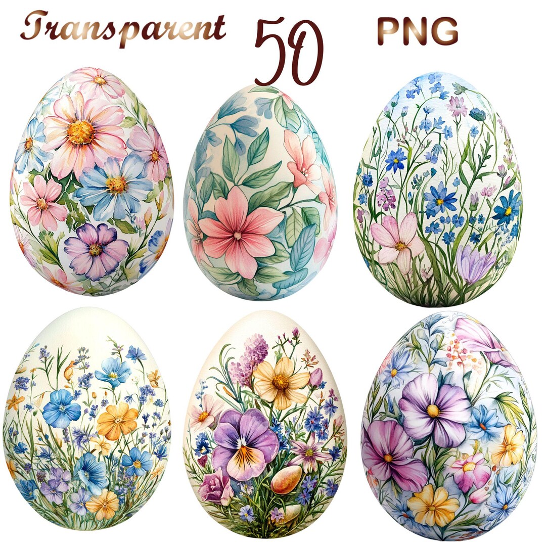50 PNG Easter Eggs Clipart Bundle, Festive Easter Eggs Graphics Designs ...