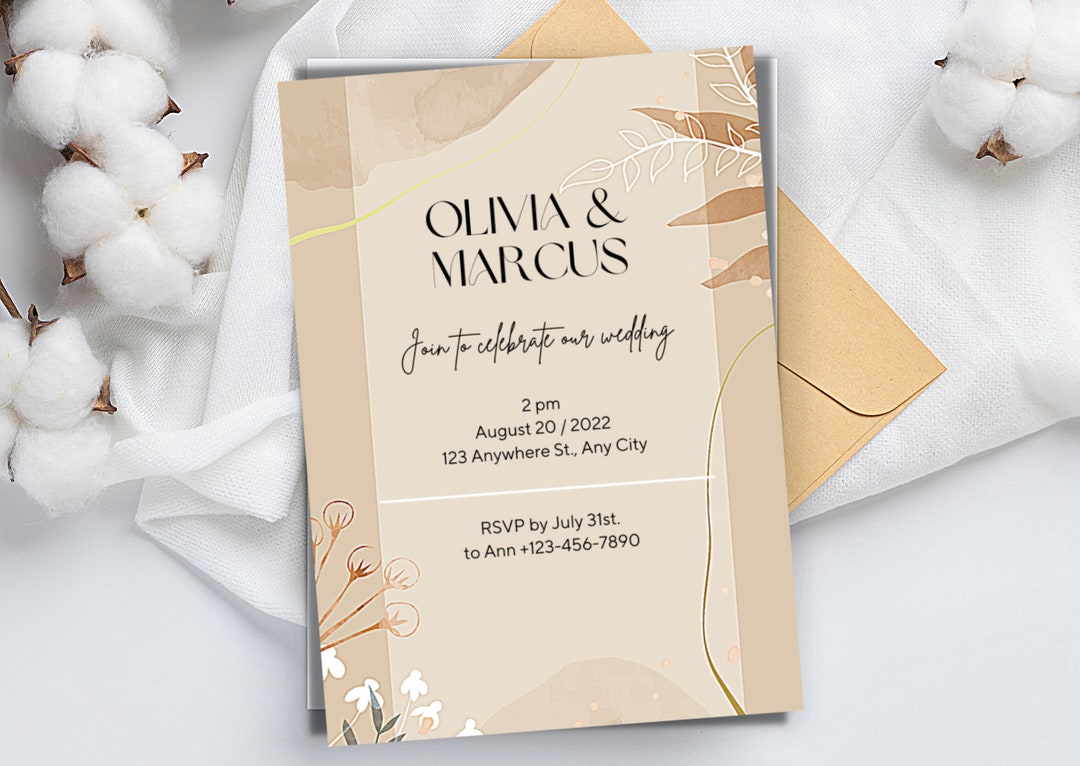 Boho Wedding Invitation, Editable Printable Wedding Invitation - Etsy