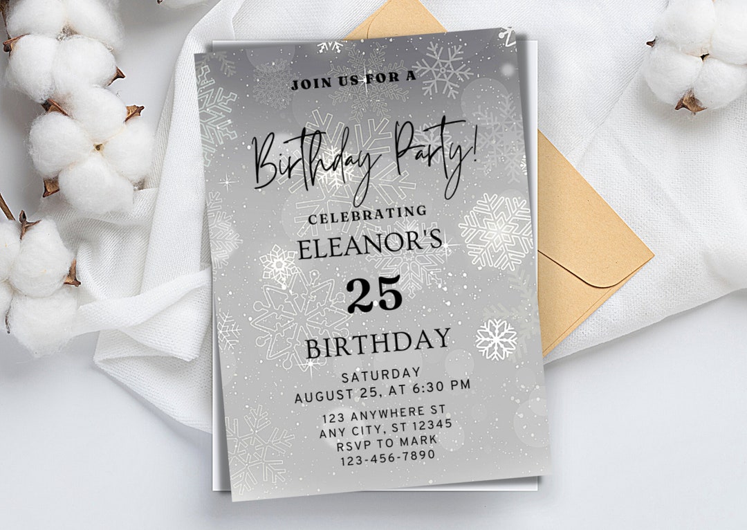 Shining Silver Birthday Party Invitation, Adult Birthday Card - Etsy