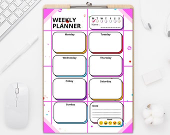 Bright Colorful Weekly Planner - Etsy