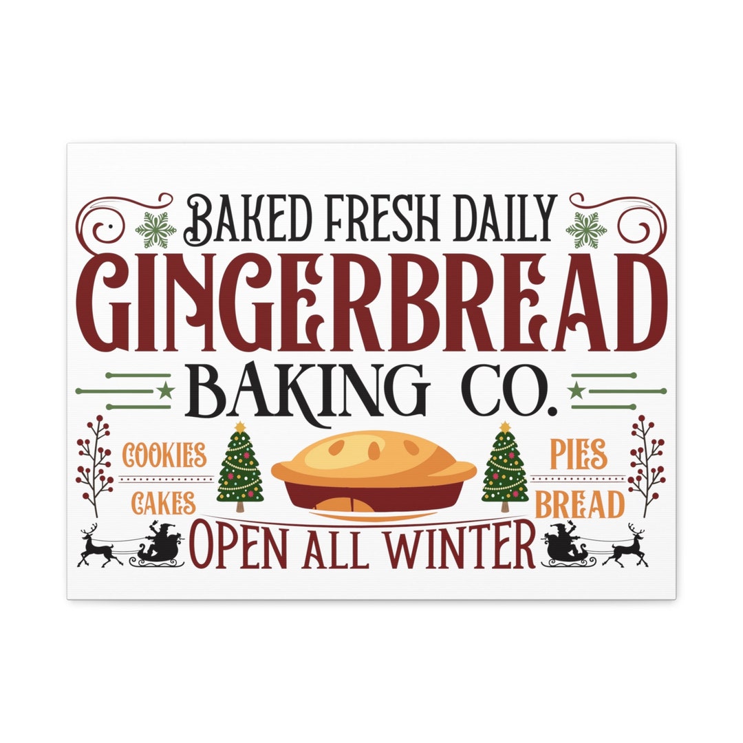 Gingerbread Baking Company Christmas Canvas Wall Hanging - Etsy