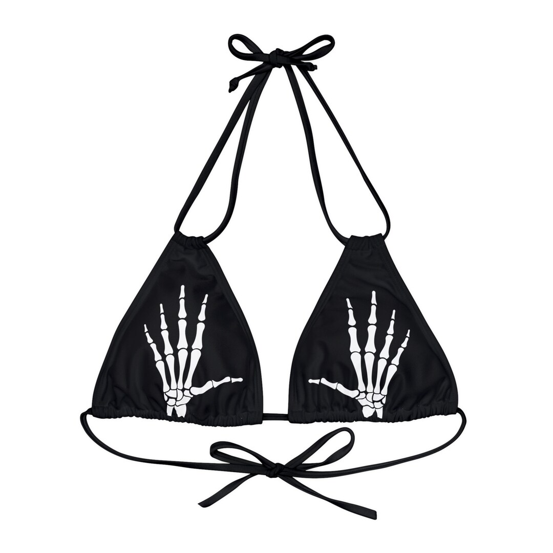 Skeleton Hands Choke Me Strappy Triangle Bikini Top AOP - Etsy