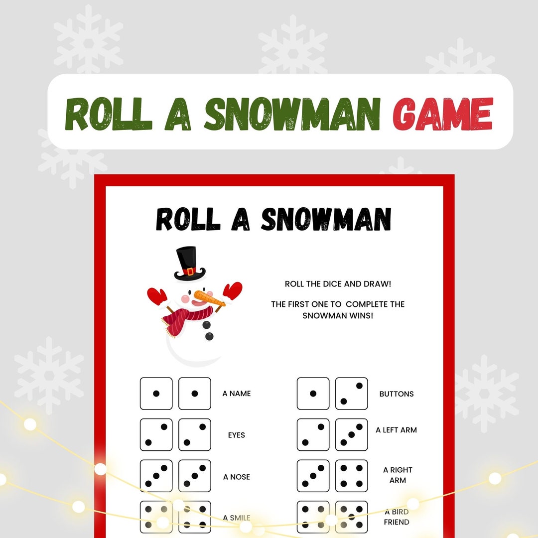 Christmas Roll a Snowman Game Editable | Snowman Family Activities ...