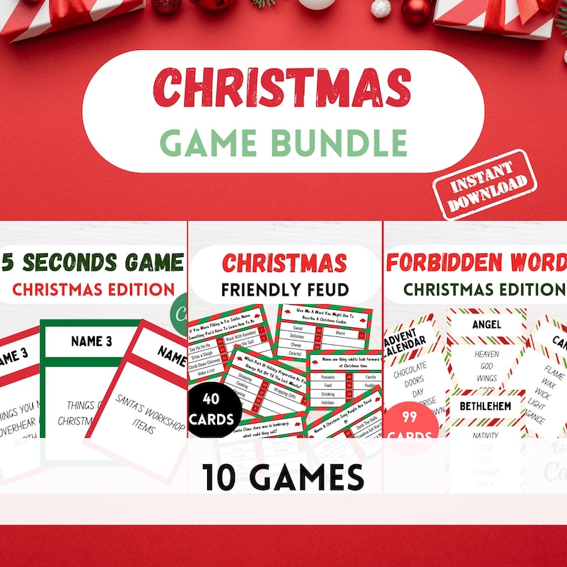 Printable Christmas Game Bundle | Christmas Family Games | Printable ...