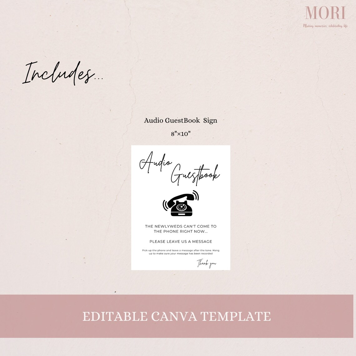 Minimalistic Audio Guest Book Sign Template | Boho Digital Download ...