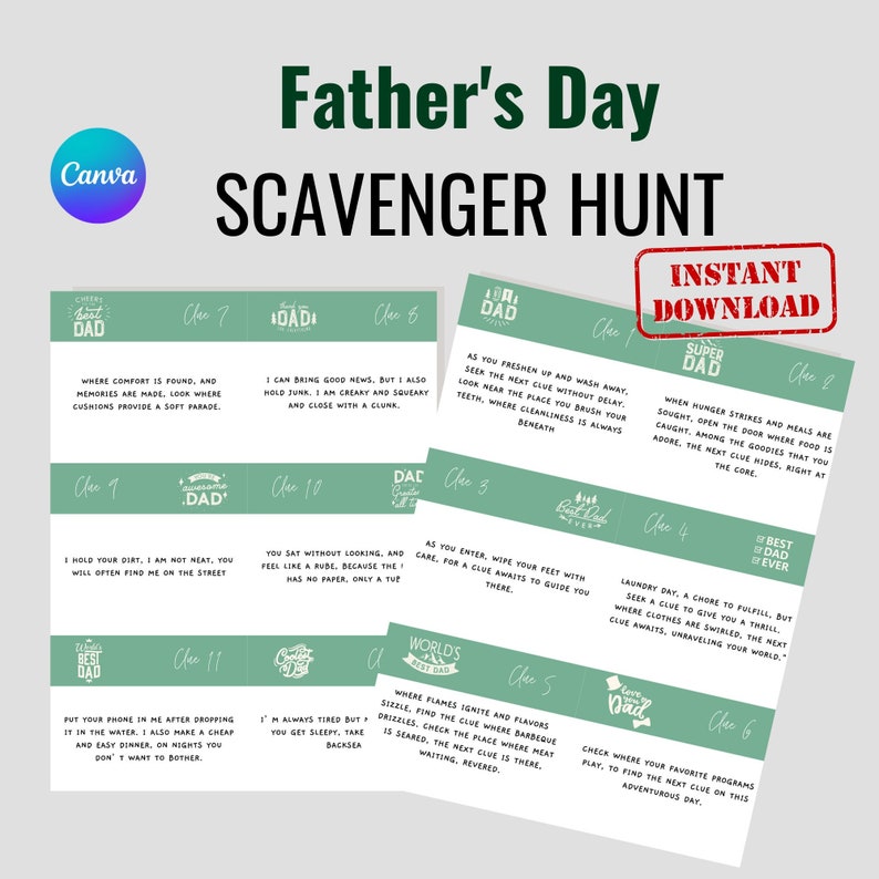 Father's Day Scavenger Hunt | Indoor Scavenger Hunt for Dad | Father's ...