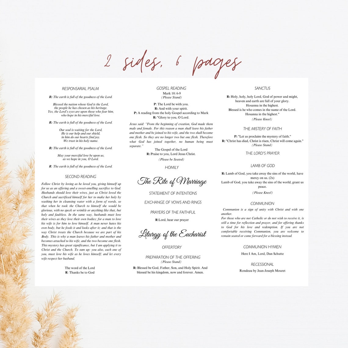 Catholic Wedding Program Template Canva| | Trifold Catholic Program ...